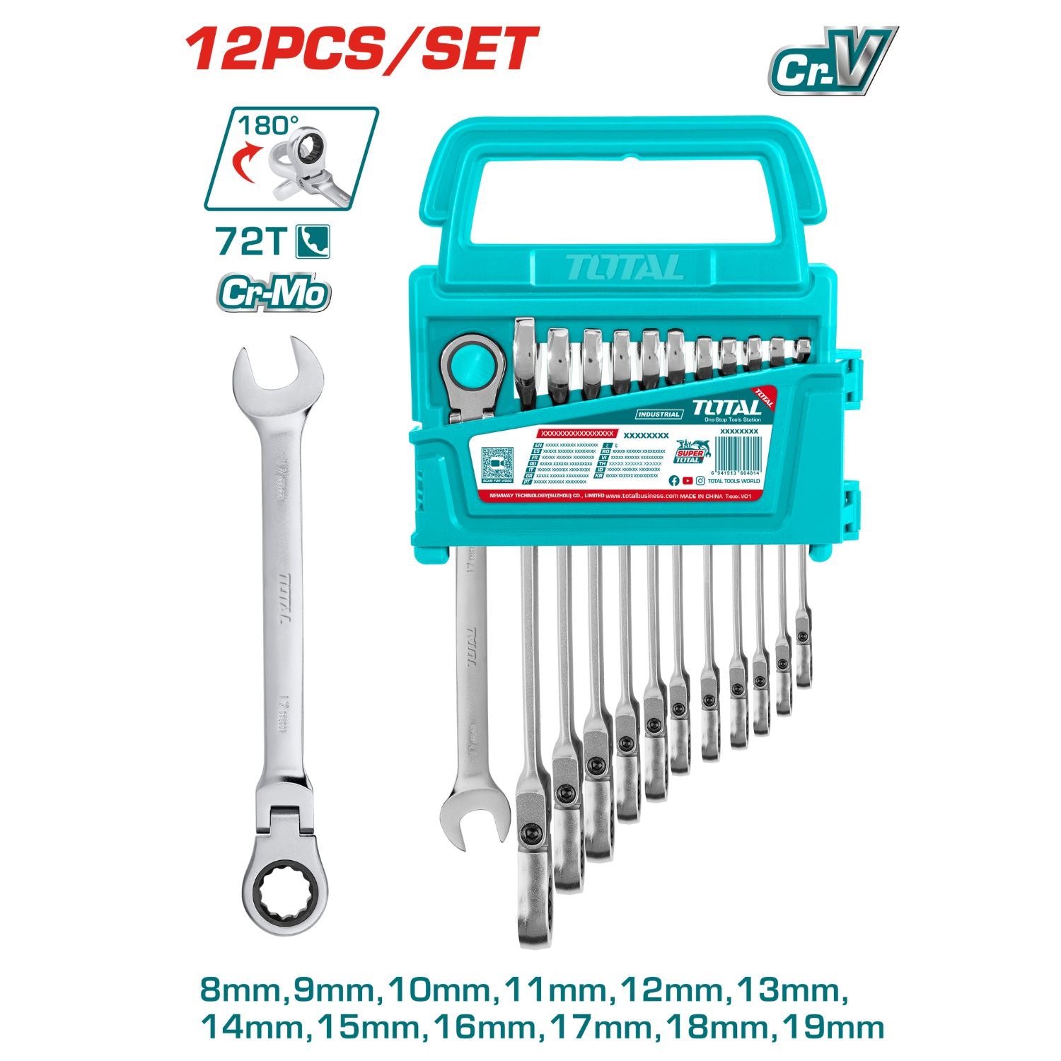 Llaves Combinadas Flexibles Ratchet. Juego De 8 A 19Mm. Set De 12 Piez