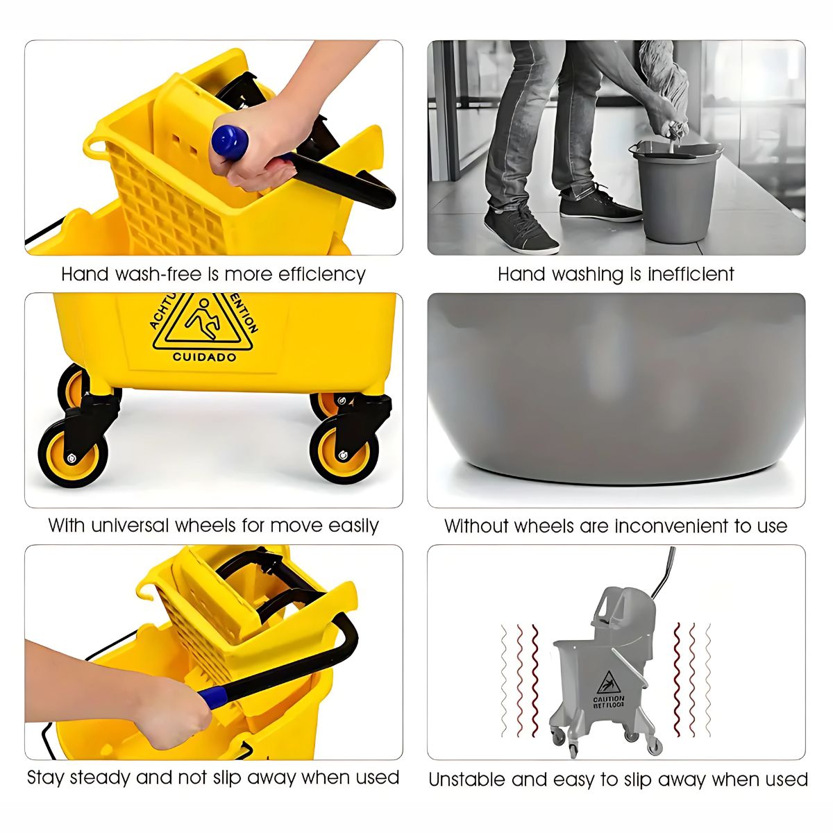 Cubo Exprimidor De Trapeador De 32L. Carro Escurridor Para Limpieza.