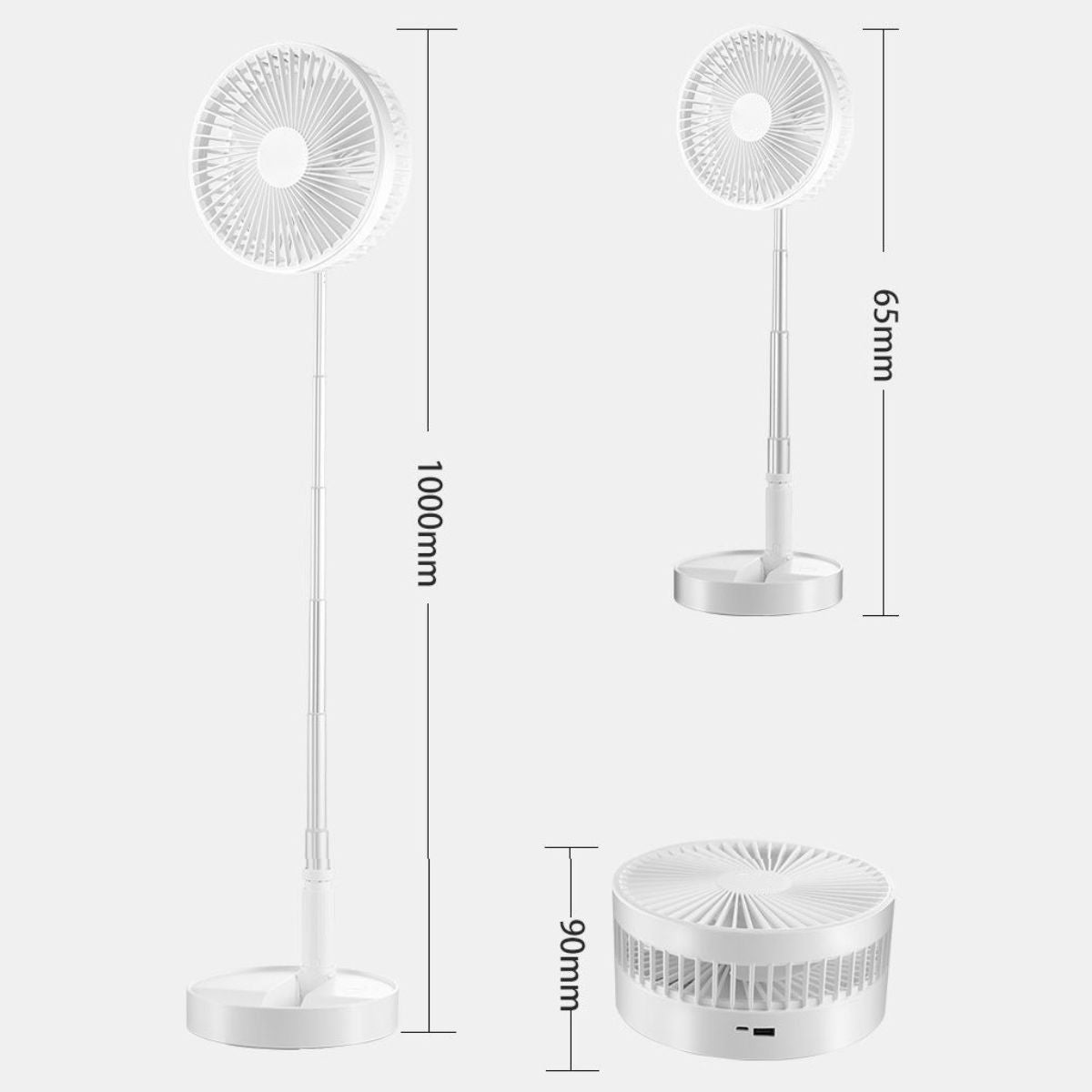 Abanico Plegable Portátil. Ventilador Recargable De 4 Velocidades. Col