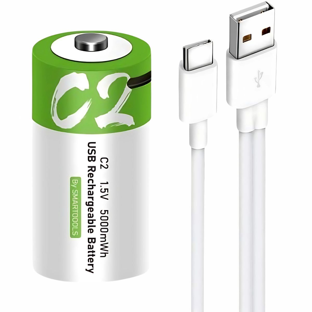 Baterías Tipo C Recargable Con Carga USB-C, 1.5V 5000Mwh. Con 1200 Cic