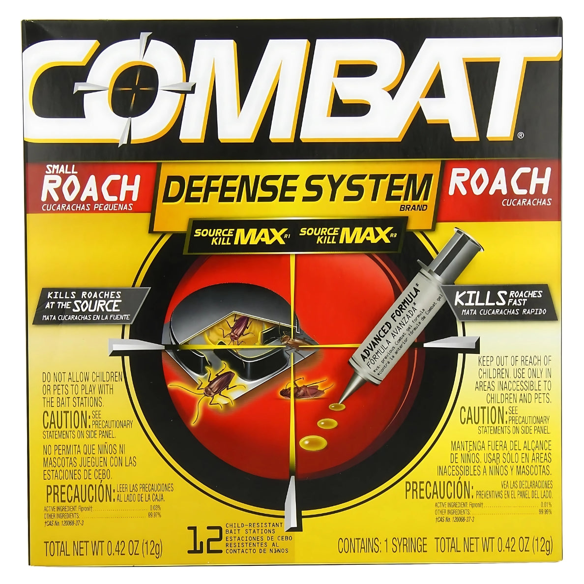 Insecticida Cebo Y Gel Mata Cucarachas COMBAT MAX. 12 Estaciones Y 1 J