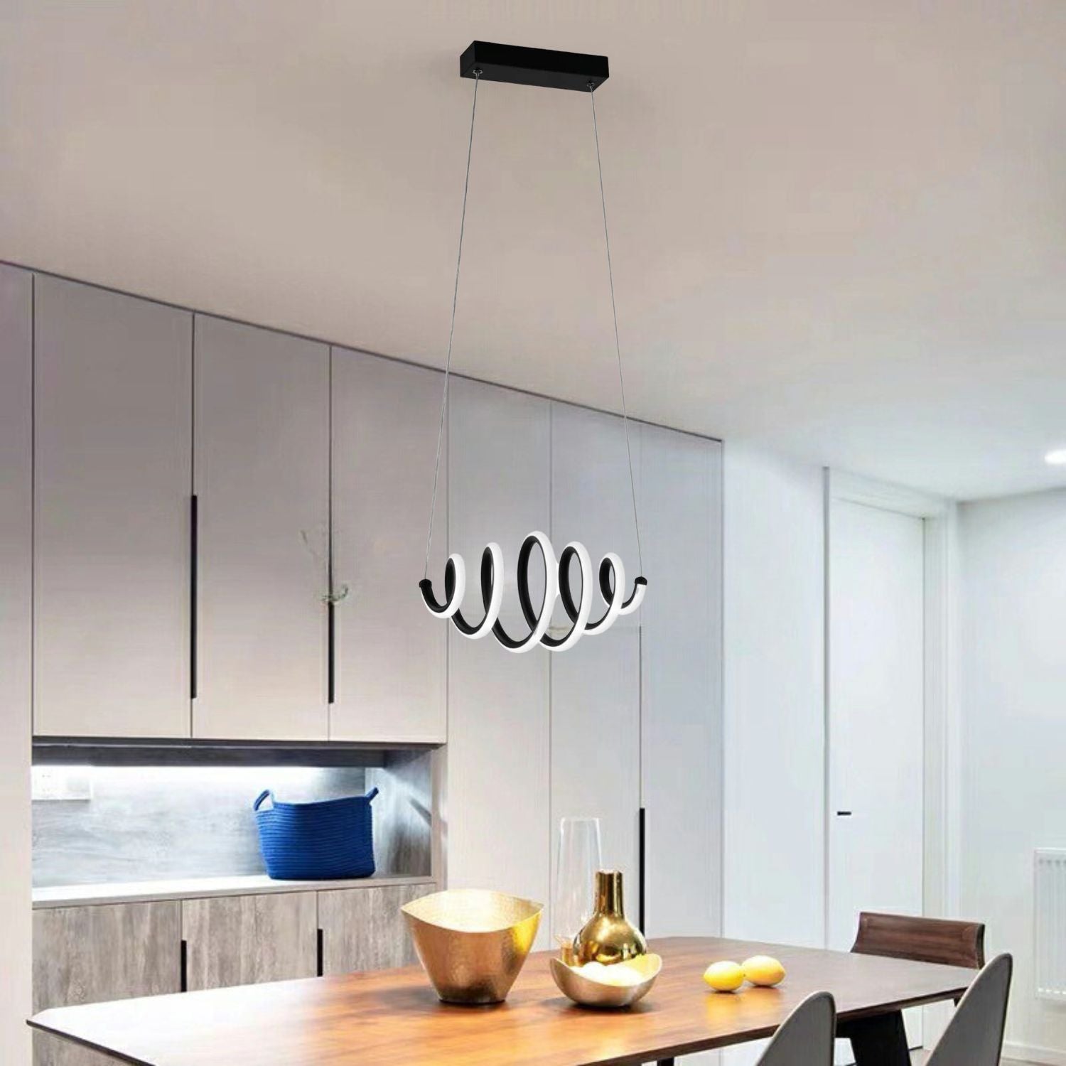 Lámpara LED Colgante En Espiral Negra 51W, 3978 Lumens, Luz Neutra 400