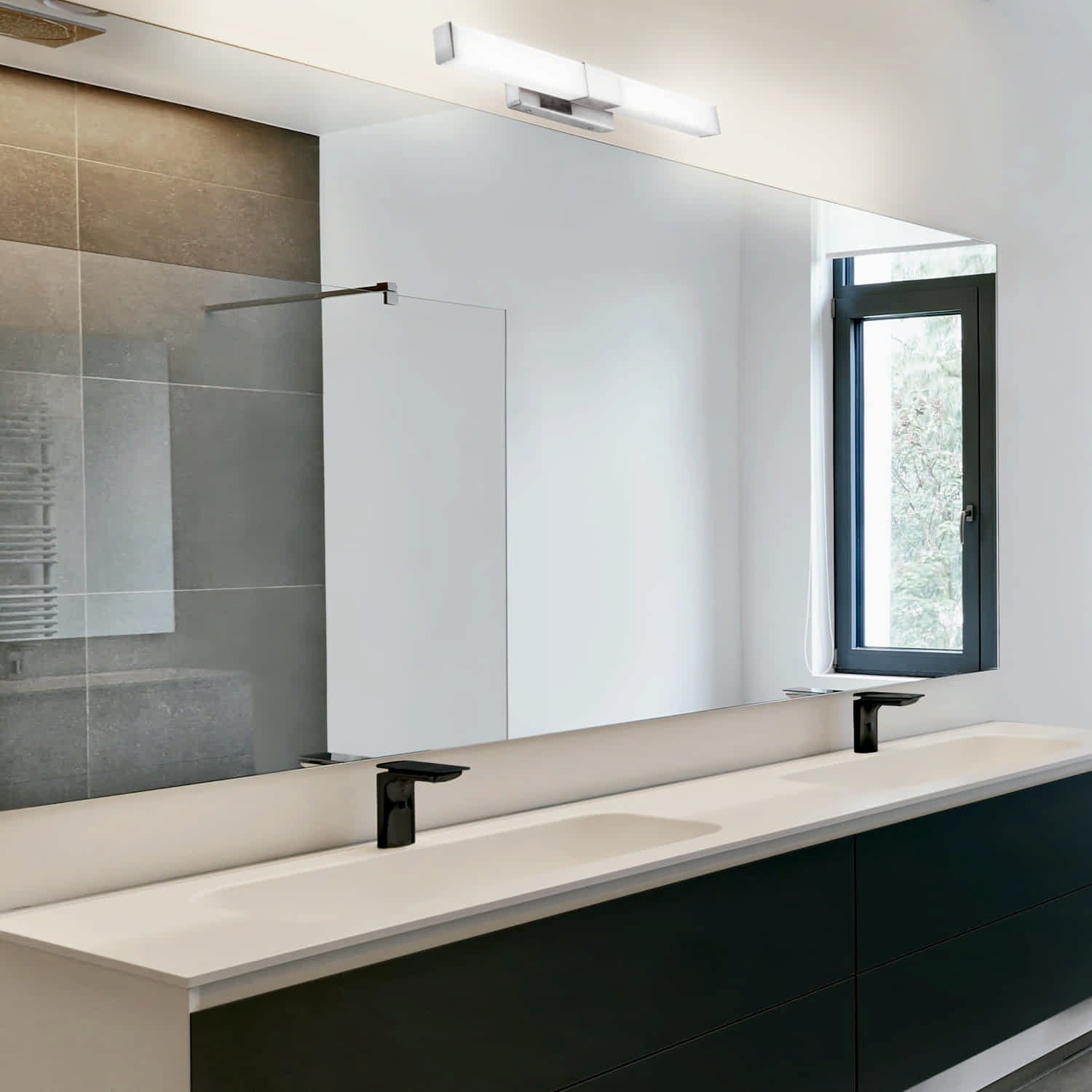 Lámpara LED Lineal Para Tocador De Baño Cromada 8W 700 Lumens Luz Cáli