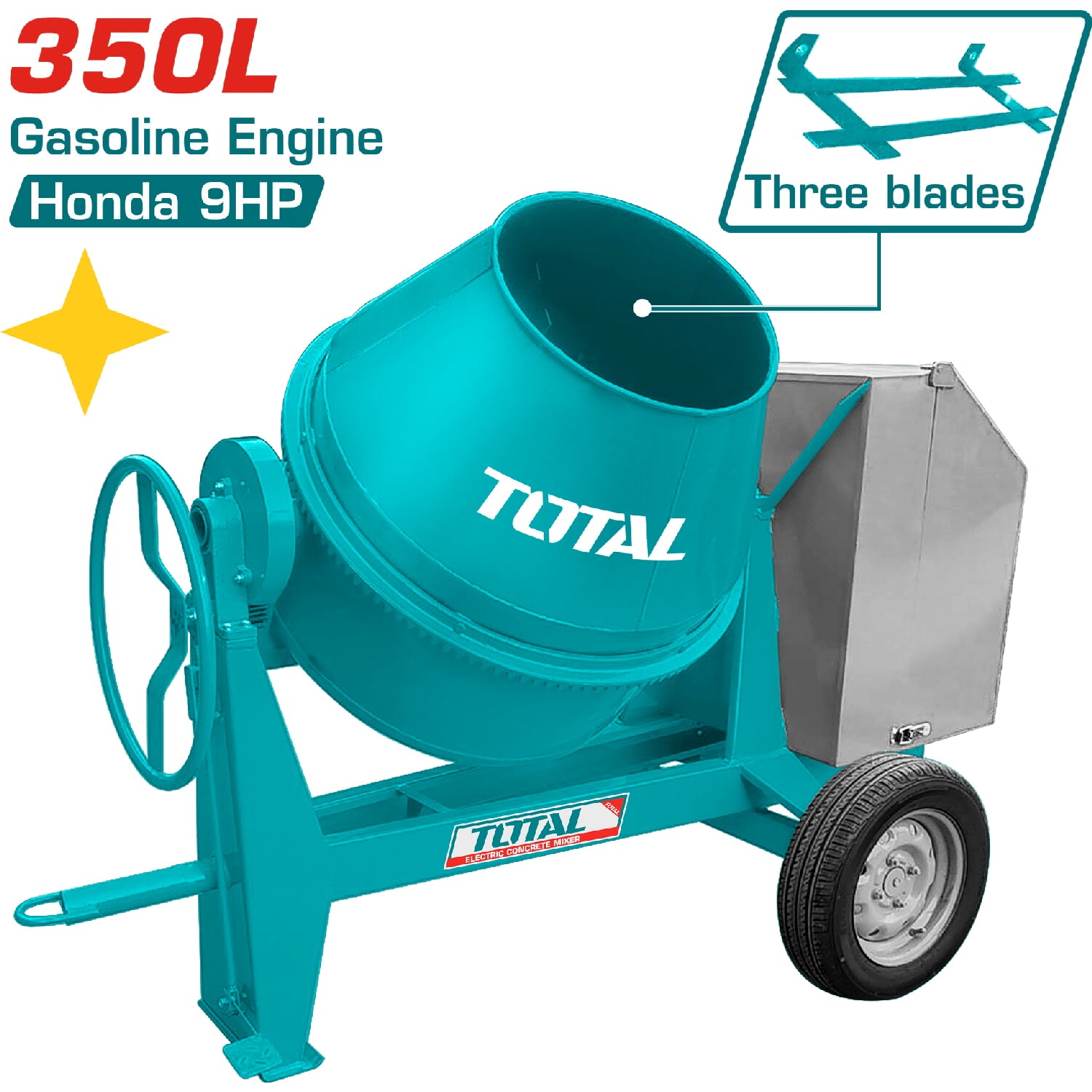 Mezclador De Concreto A Gasolina. Motor Honda GX270 6.6Kw(9HP). Capaci