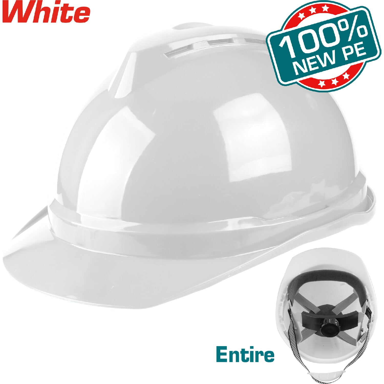Casco De Seguridad Color Blanco. Refuerzo Superior En Forma De V. Susp