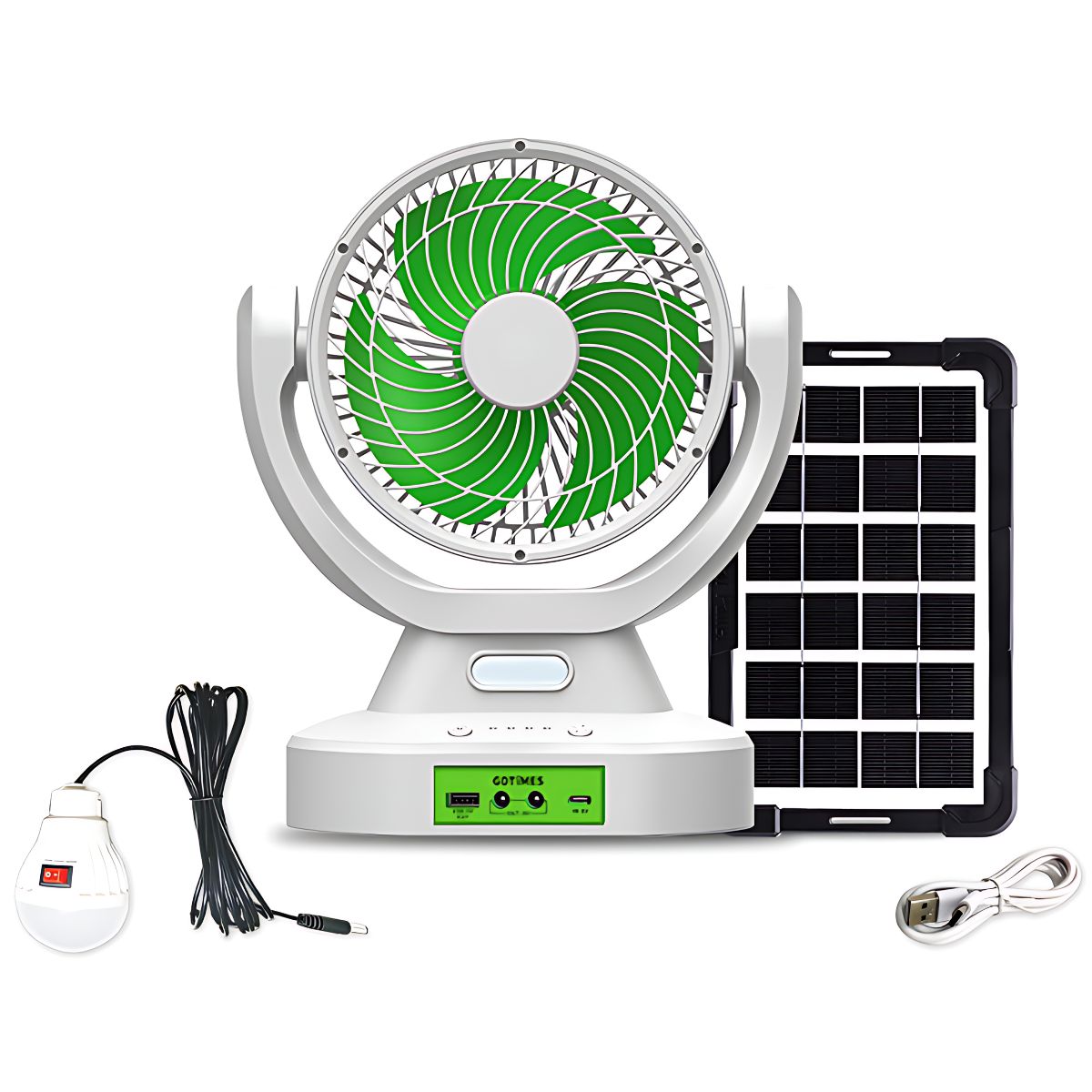 Abanico Solar Portátil 7". Ventilador Recargable Con Panel Solar. Con