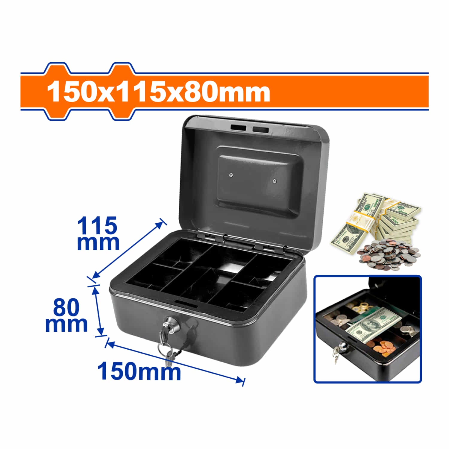 Caja Menuda Chica De Efectivo 5 Bandejas Con Compartimentos Para Organ