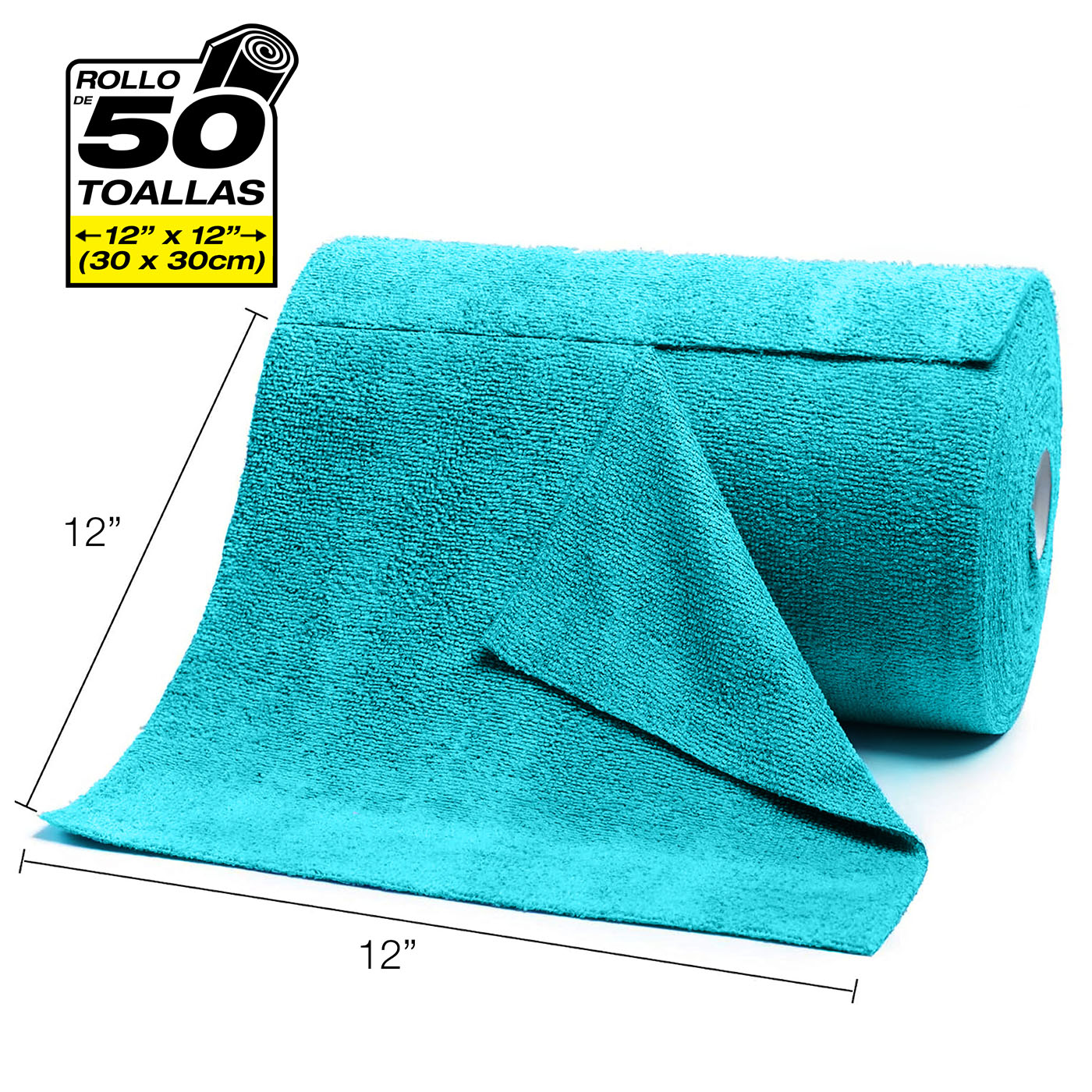Paños De Microfibra Rollo De 50 Unidades Toallas 12”X12” (30X30cm). Tr