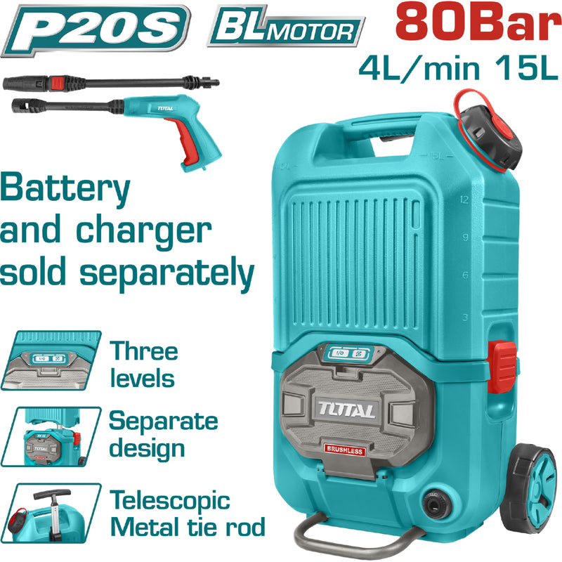 Hidrolavadora Alta Presión Inalámbrica 40V. Tanque Agua Incluido No In