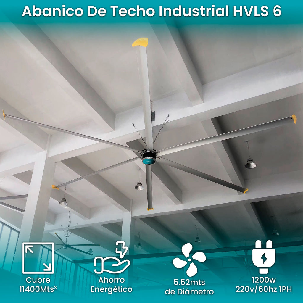 Abanico De Techo Industrial HVLS 6 Aspas Diametro 18 Pies (5.52M) Ahor