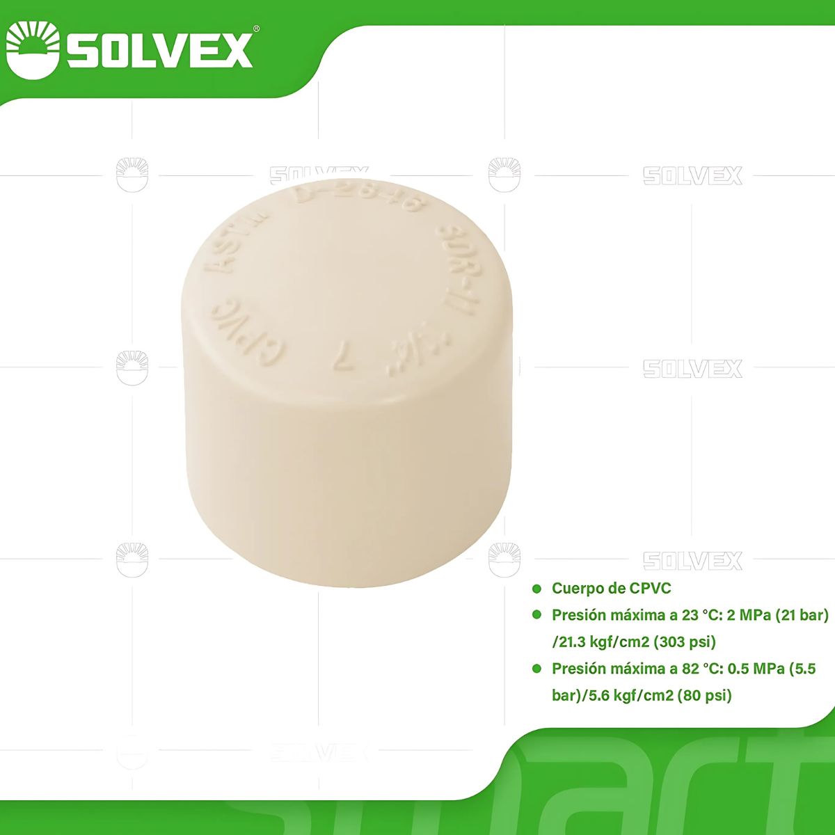 Tapones CPVC. Cierres Herméticos Para Agua Caliente Y Fría. Conexión T