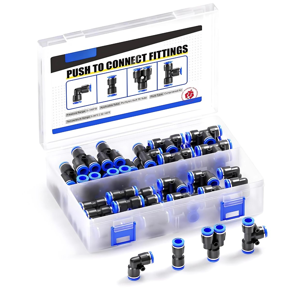 Conectores Neumáticos Push In 6mm Kit De Acoples Rápidos Para Manguer