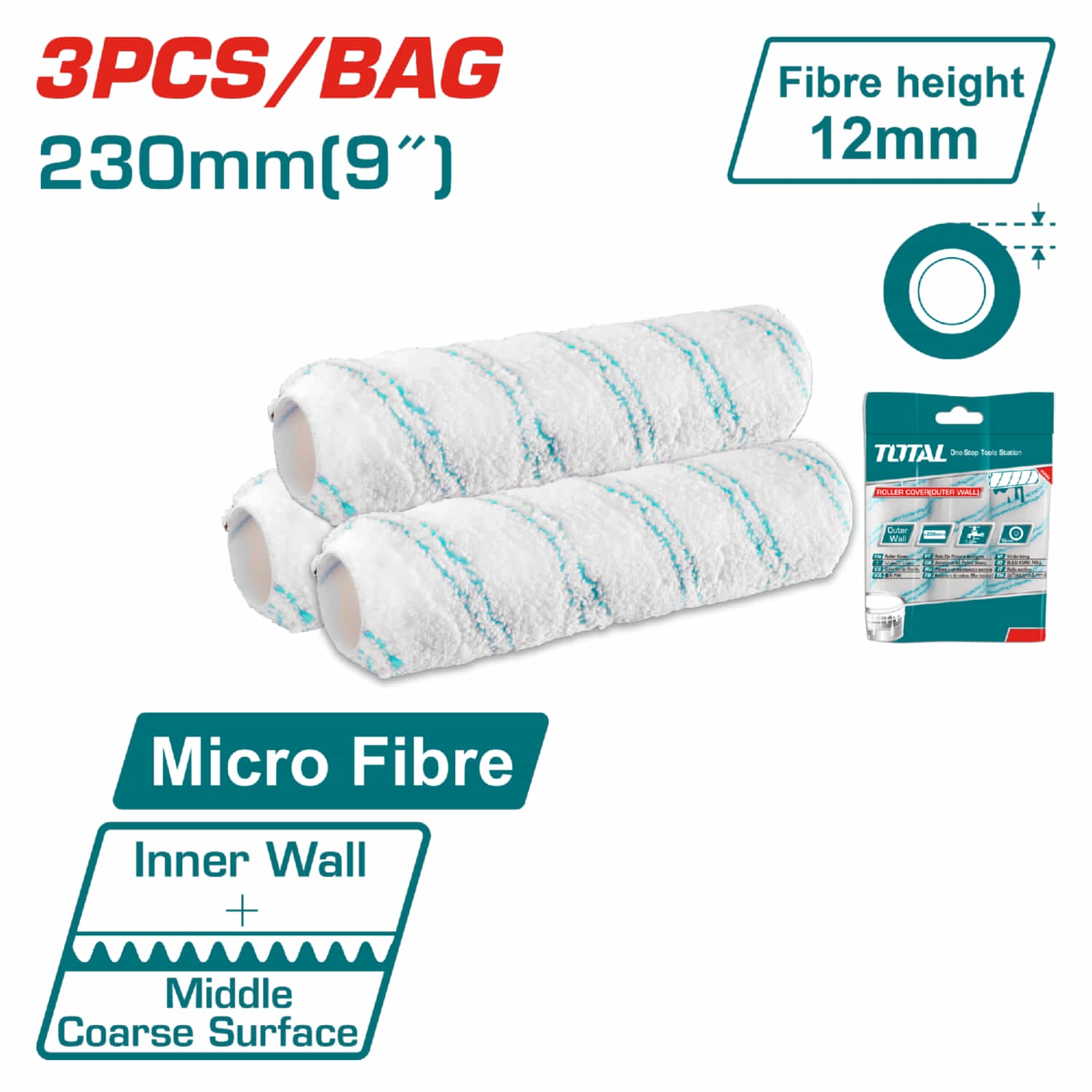 Rodillos Para Pintar 9" Paredes Internas. Altura De La Fibra 12Mm. Mic