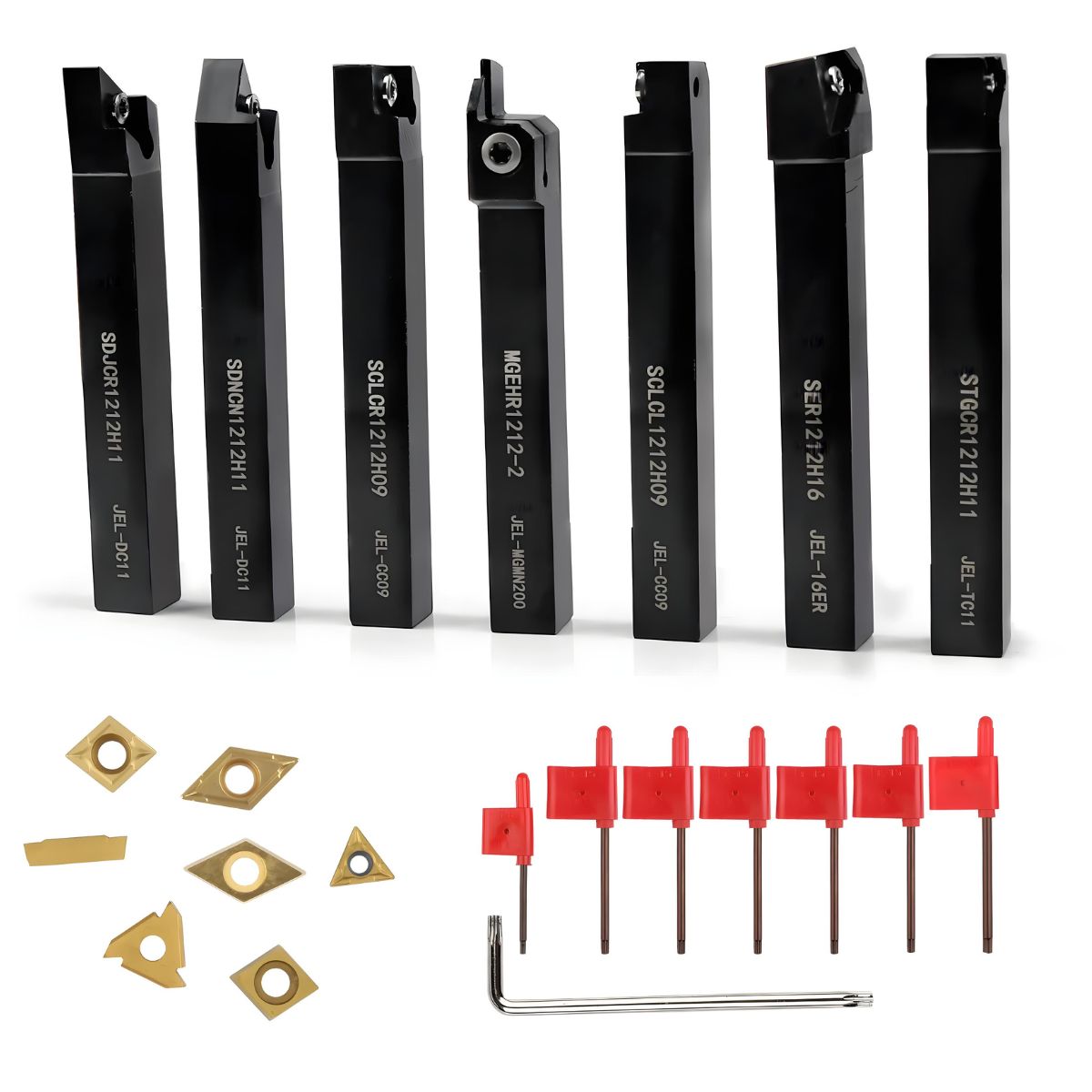 Cuchillas De Corte Para Torno De Metal Con Punta De Carburo. Set De 7